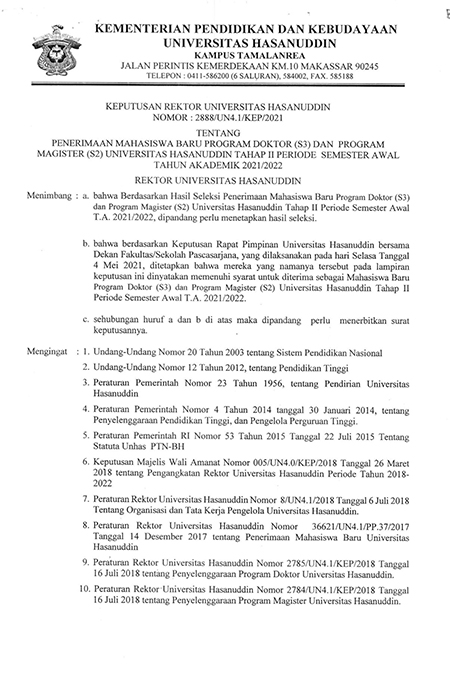 Pengumuman Penerimaan Mahasiswa Baru Program Doktor (S3) dan Program Magister (S2) Fakultas ...